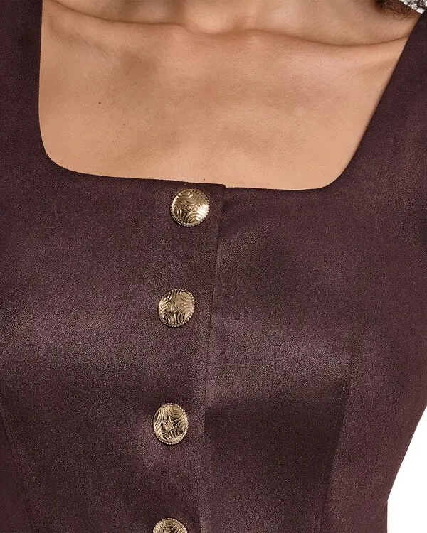 Karl Lagerfeld Paris Faux Suede A-line Mini Dress With Button Detail