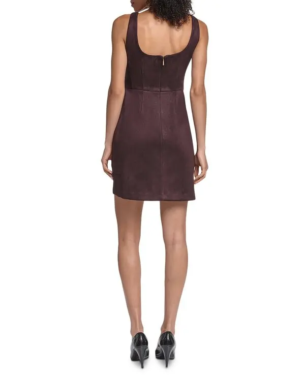 Karl Lagerfeld Paris Faux Suede A-line Mini Dress With Button Detail