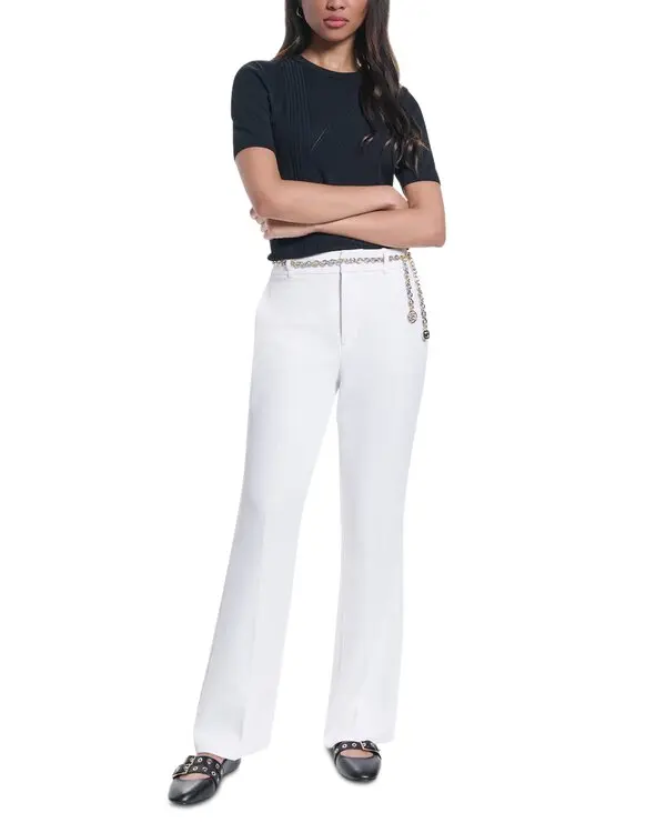 Karl Lagerfeld Paris Tailored Chain Belt Trousers - Soft White
