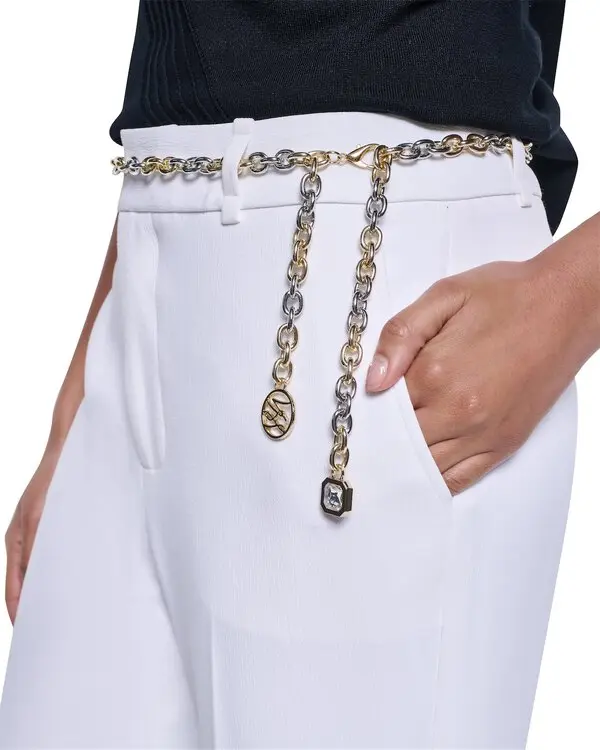 Karl Lagerfeld Paris Tailored Chain Belt Trousers - Soft White