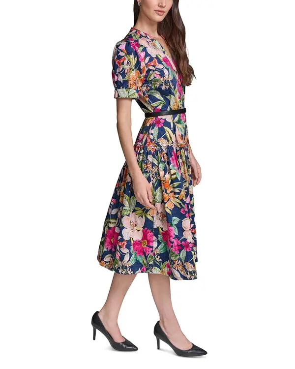 Karl Lagerfeld Paris Belted Button Front Dress