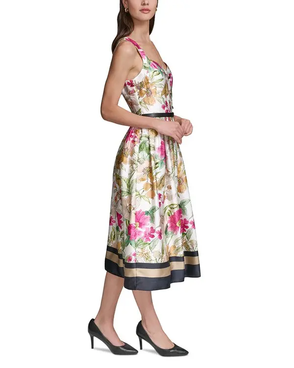 Karl Lagerfeld Paris Floral Print Belted Dress