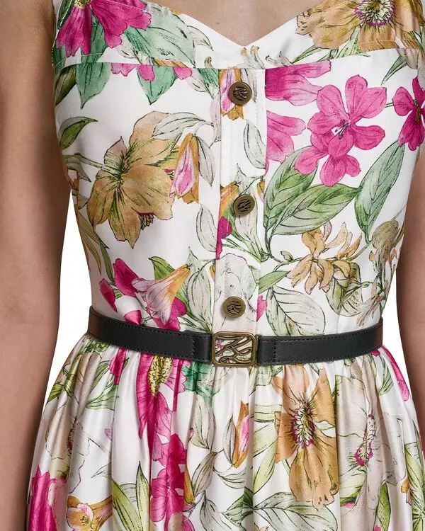 Karl Lagerfeld Paris Floral Print Belted Dress