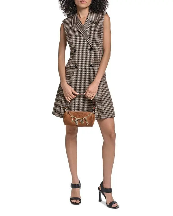 Karl Lagerfeld Paris Sleeveless Double Breasted Plaid Blazer Dress