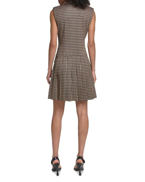 Karl Lagerfeld Paris Sleeveless Double Breasted Plaid Blazer Dress