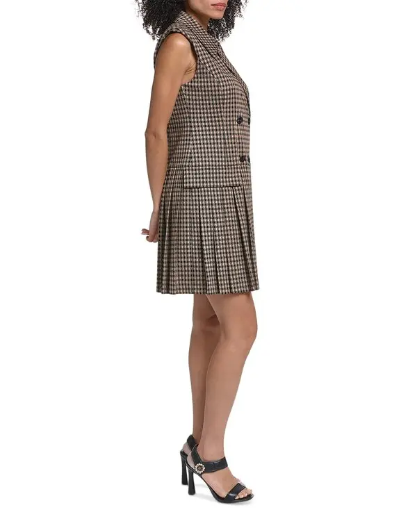 Karl Lagerfeld Paris Sleeveless Double Breasted Plaid Blazer Dress