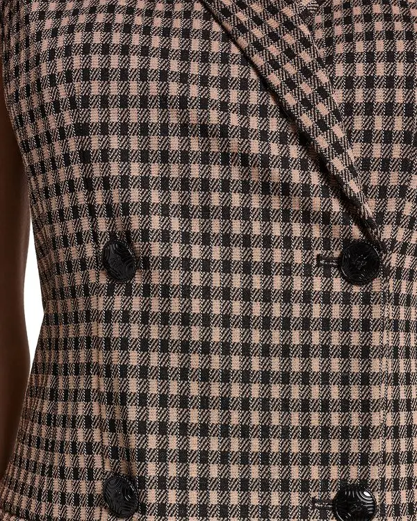 Karl Lagerfeld Paris Sleeveless Double Breasted Plaid Blazer Dress