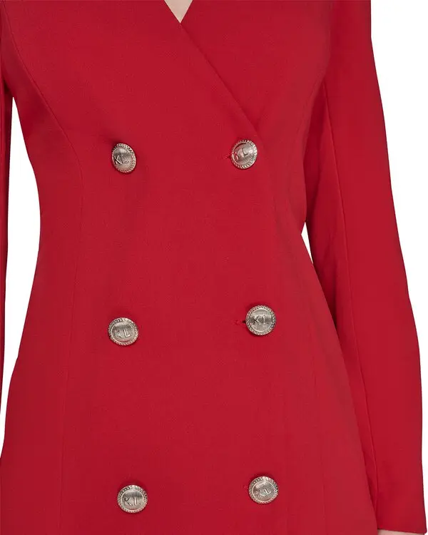 Karl Lagerfeld Paris Double Breasted Ruffle Hem Dress - Admiral Red