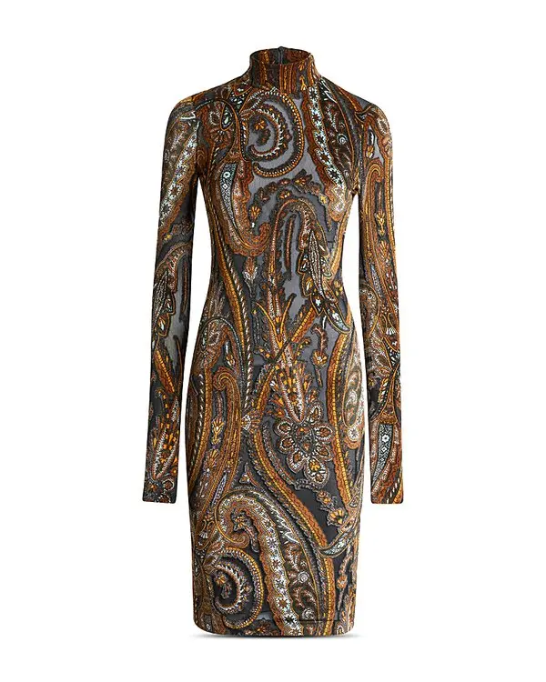 Etro Paisley Print Mock Neck Dress
