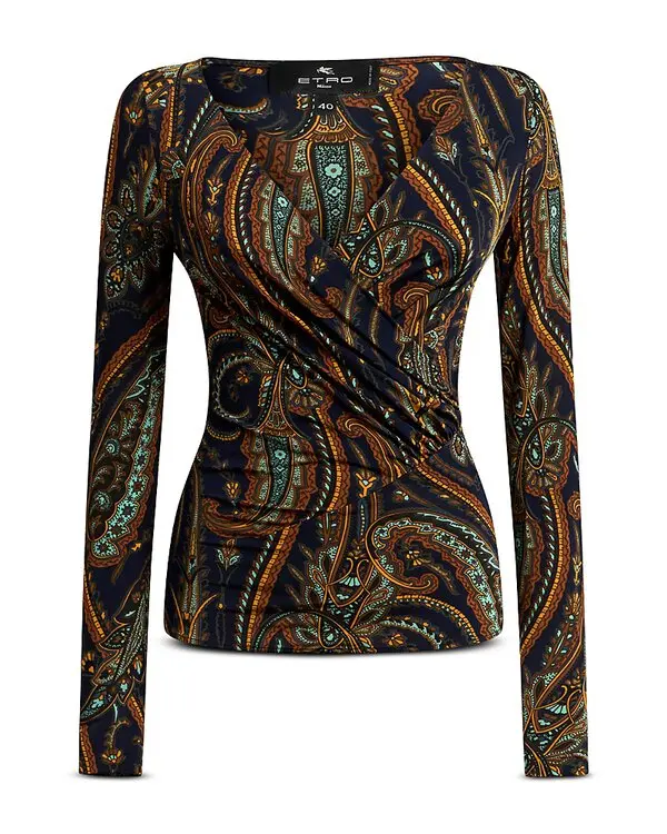 Etro Surplice Neck Knit Top
