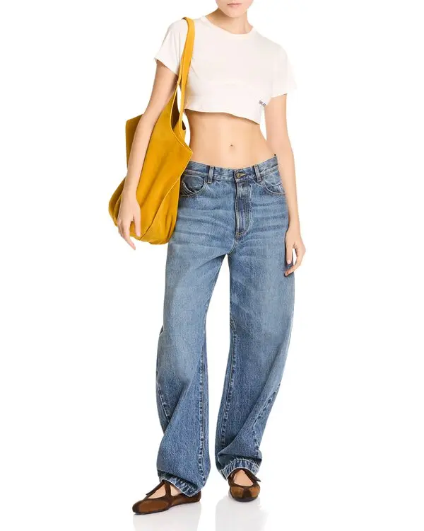 Attico Cropped Cotton Tee With Embroidery