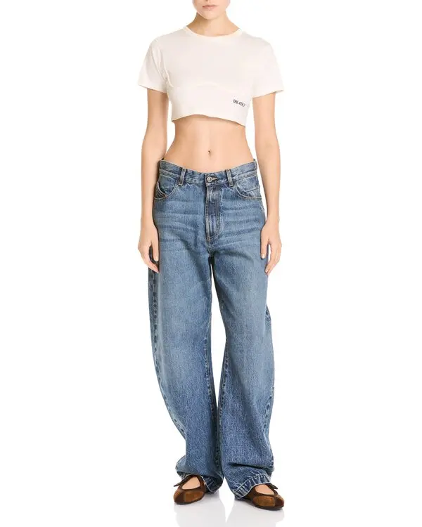 Attico Cropped Cotton Tee With Embroidery