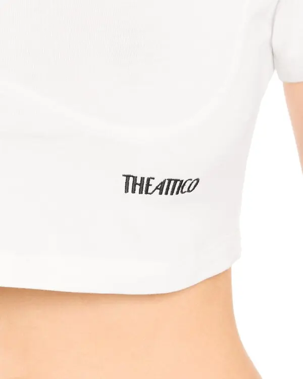 Attico Cropped Cotton Tee With Embroidery