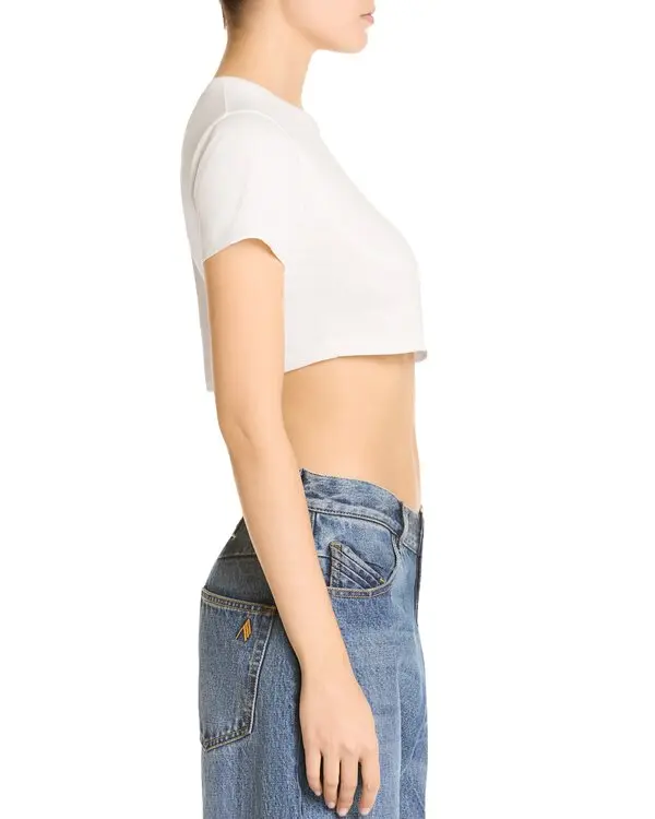 Attico Cropped Cotton Tee With Embroidery