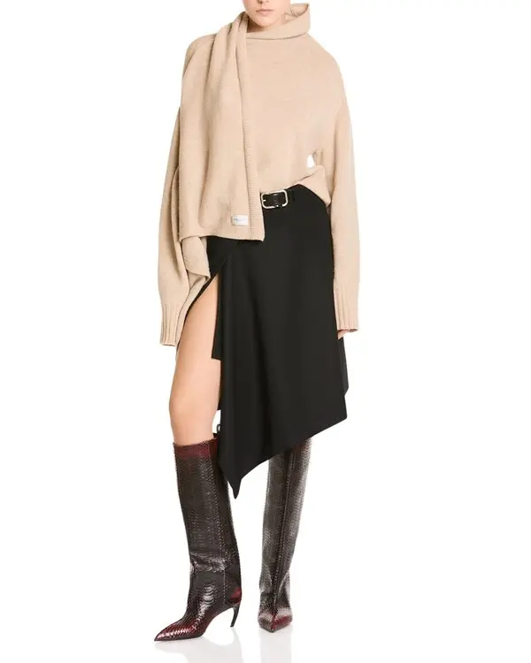 Attico Wool Attached Scarf Sweater