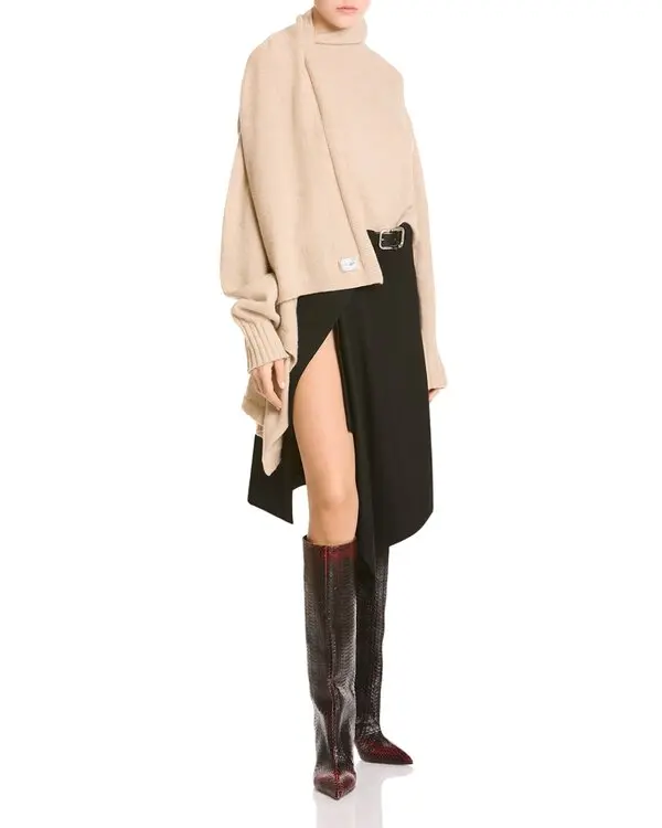 Attico Wool Attached Scarf Sweater