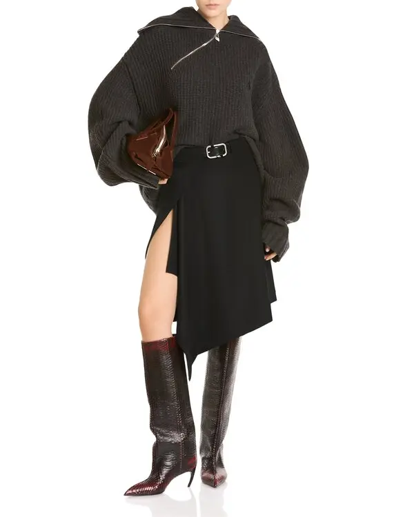 Attico Oversized Asymmetric Zip Wool & Cashmere Sweater