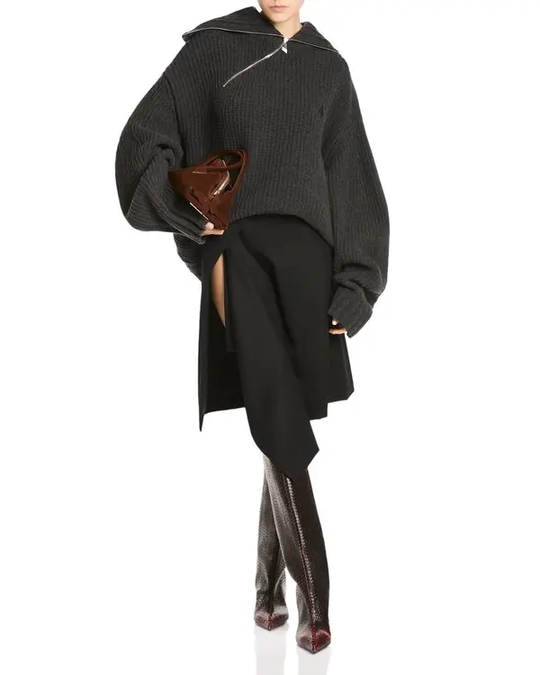 Attico Oversized Asymmetric Zip Wool & Cashmere Sweater