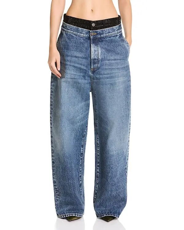 Attico Layered Waist Wide Leg Jeans