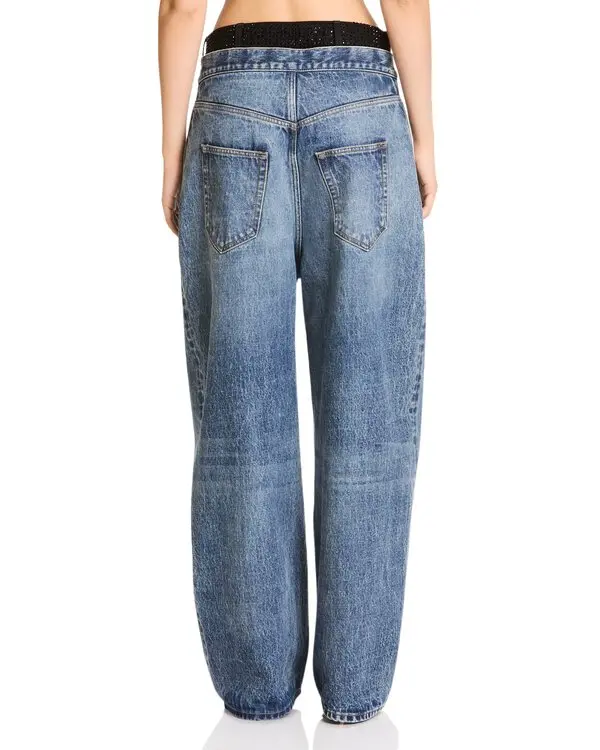 Attico Layered Waist Wide Leg Jeans