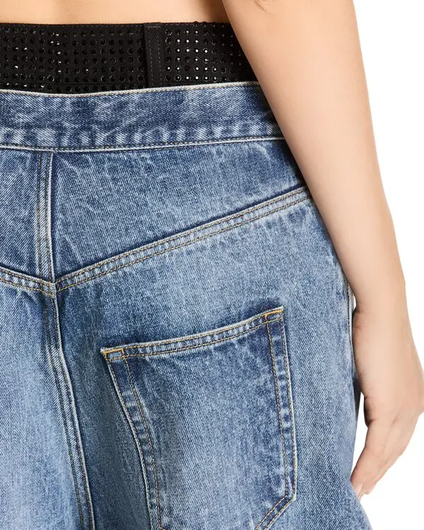 Attico Layered Waist Wide Leg Jeans