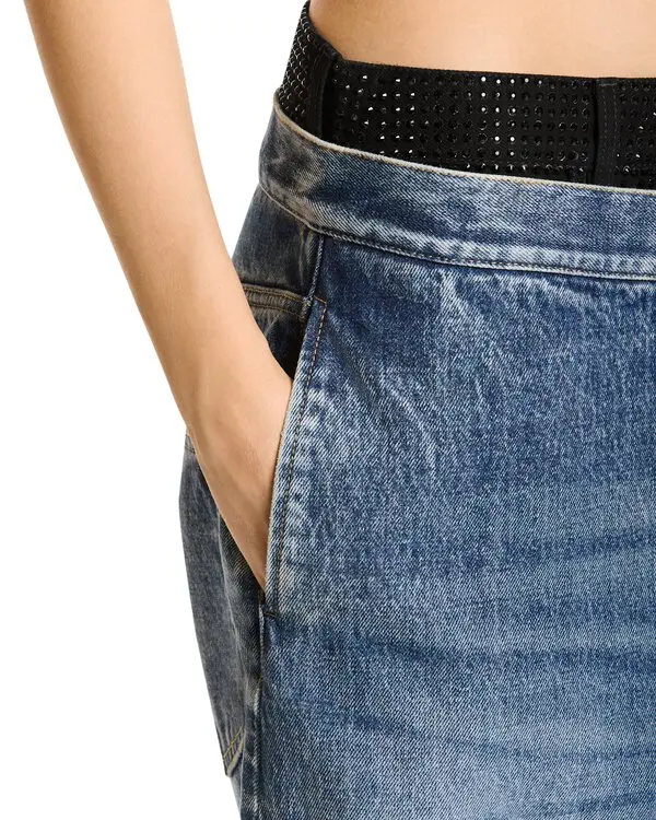 Attico Layered Waist Wide Leg Jeans