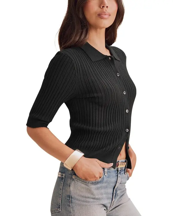 Splendid Georgie Pointelle Polo Top