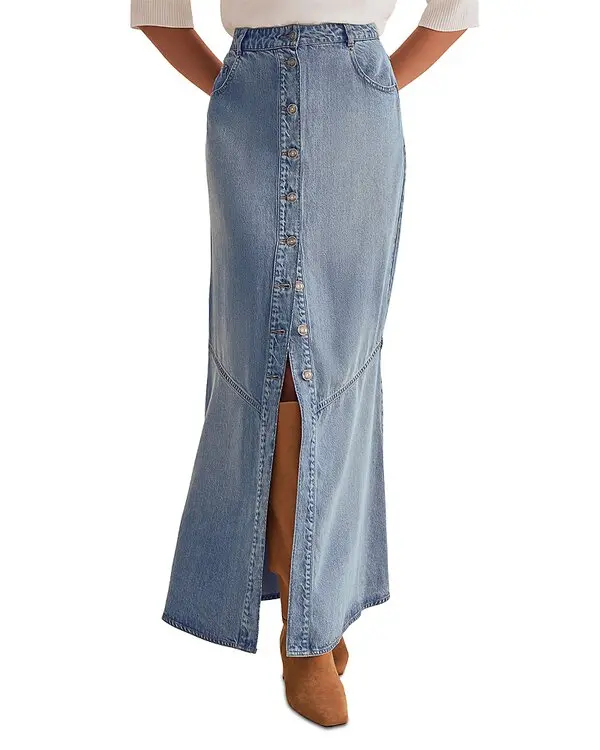 Splendid Shank Front Denim Maxi Skirt