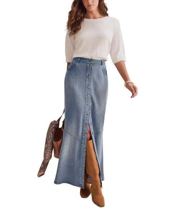 Splendid Shank Front Denim Maxi Skirt