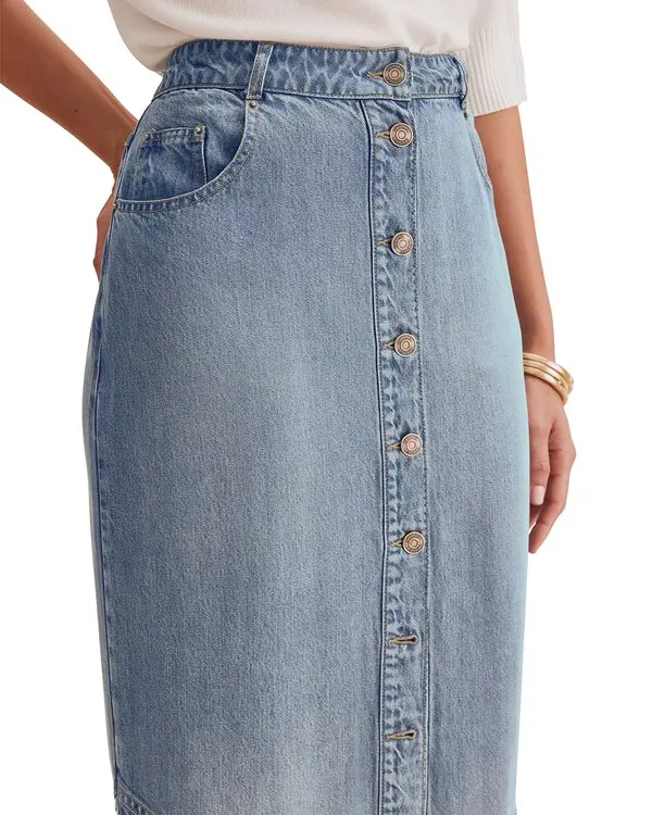 Splendid Shank Front Denim Maxi Skirt