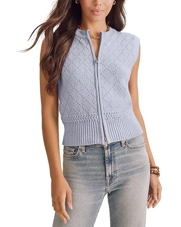 Splendid Benson Zippered Sweater Vest - Blue Mist