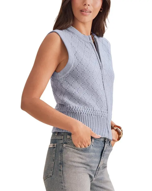 Splendid Benson Zippered Sweater Vest - Blue Mist
