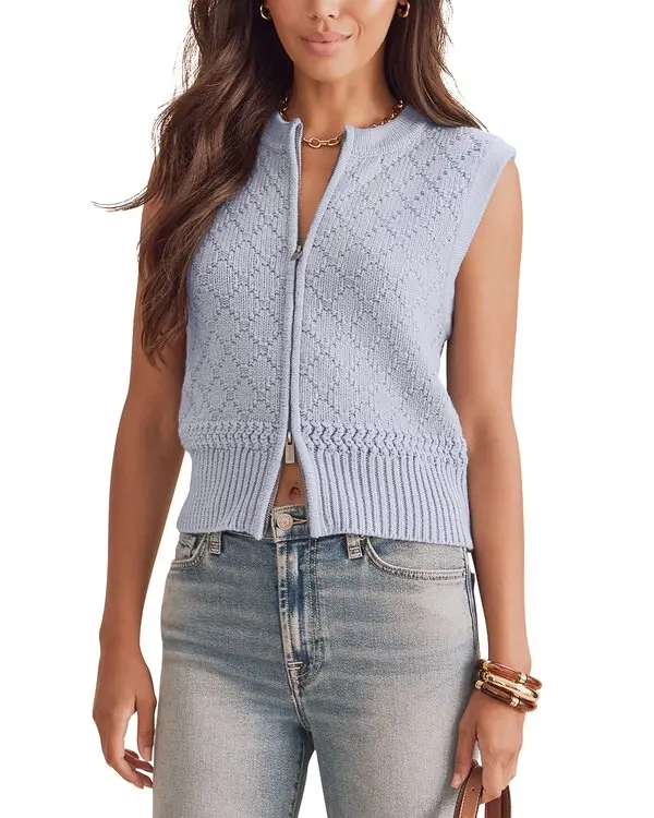 Splendid Benson Zippered Sweater Vest - Blue Mist