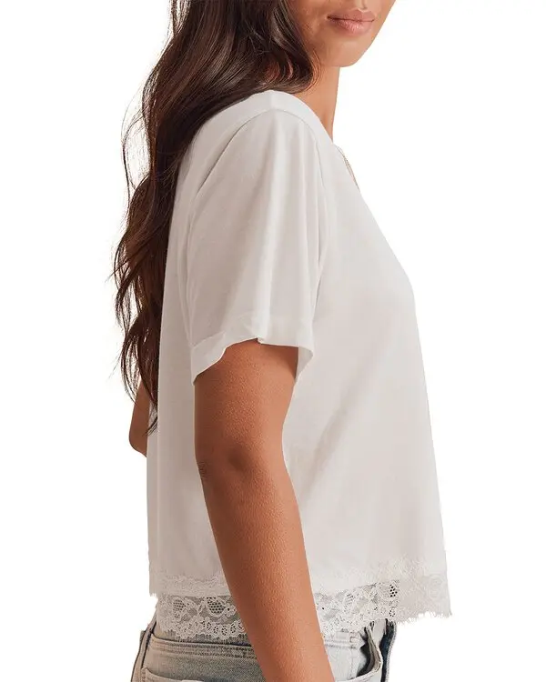 Splendid Lainey Lace Trim Short Sleeve Tee - Shell
