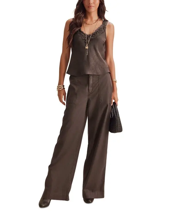 Splendid Sleeveless Lace Trim Tank Top