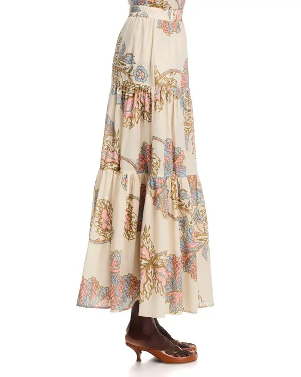 La DoubleJ Tiered Pull On Cotton Skirt - Swathe