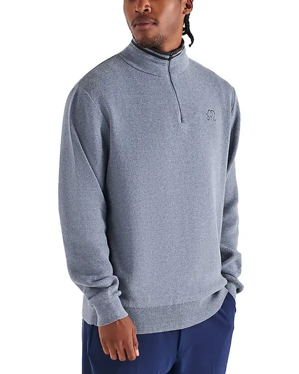 MALBON Sorrel Mock Neck Quarter Zip Sweater - Charcoal