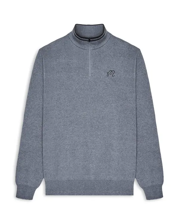 MALBON Sorrel Mock Neck Quarter Zip Sweater - Charcoal