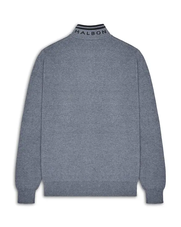 MALBON Sorrel Mock Neck Quarter Zip Sweater - Charcoal