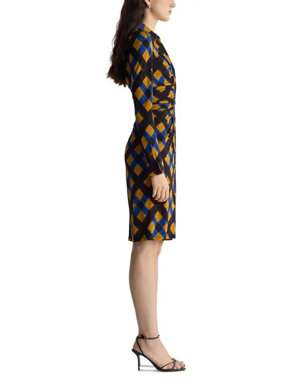 Diane Von Furstenberg Sheska V-neck Ruched Printed Dress