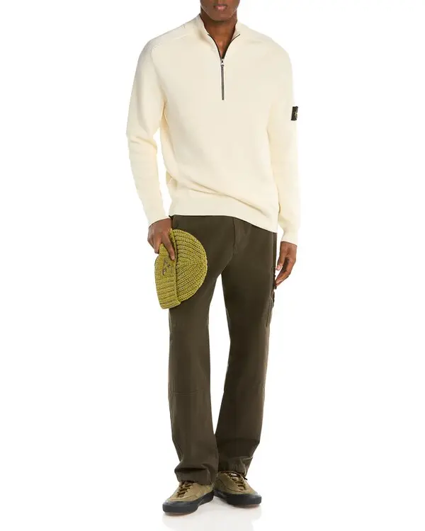 Stone Island Maglia Half Zip Logo Patch Cotton Sweater