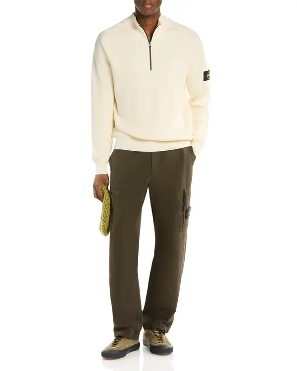 Stone Island Maglia Half Zip Logo Patch Cotton Sweater