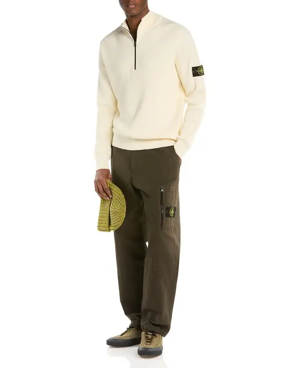 Stone Island Maglia Half Zip Logo Patch Cotton Sweater