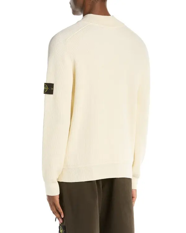 Stone Island Maglia Half Zip Logo Patch Cotton Sweater