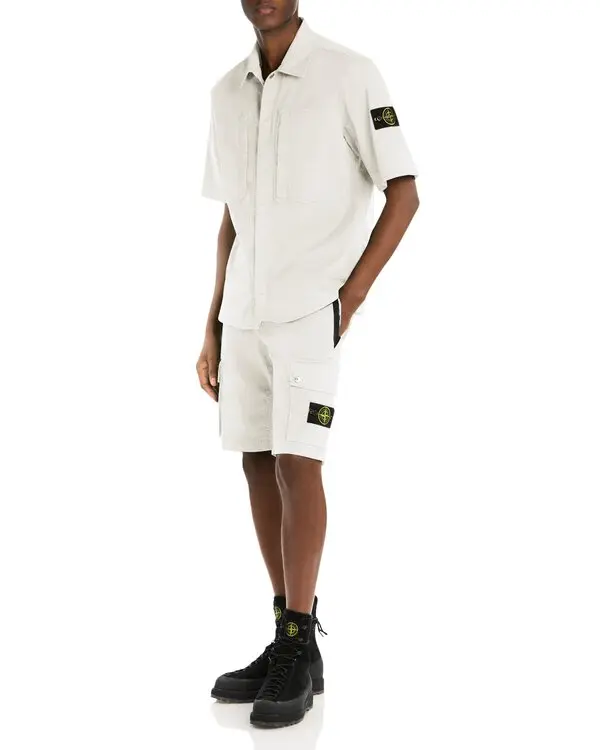 Stone Island Corta Logo Patch Cotton Blend Shirt