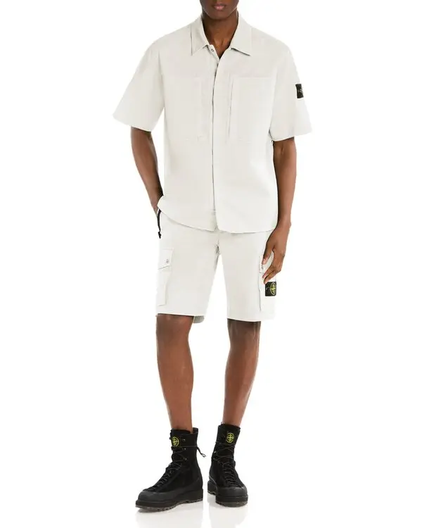 Stone Island Corta Logo Patch Cotton Blend Shirt