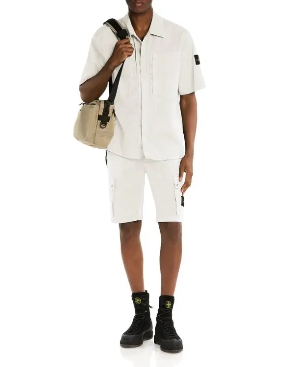 Stone Island Corta Logo Patch Cotton Blend Shirt