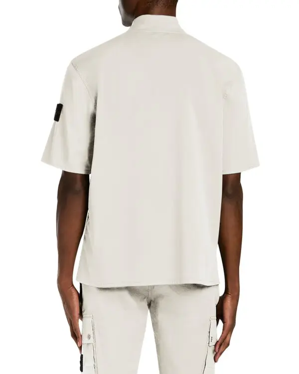 Stone Island Corta Logo Patch Cotton Blend Shirt