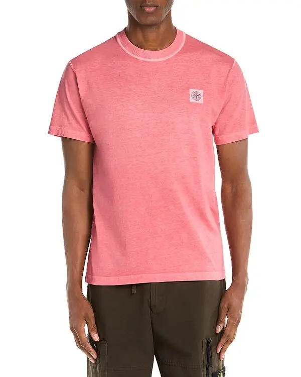 Stone Island Compass Patch Cotton Crewneck T-shirt - Geranium