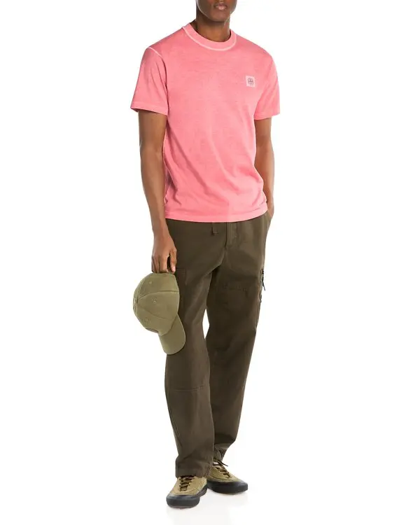 Stone Island Compass Patch Cotton Crewneck T-shirt - Geranium